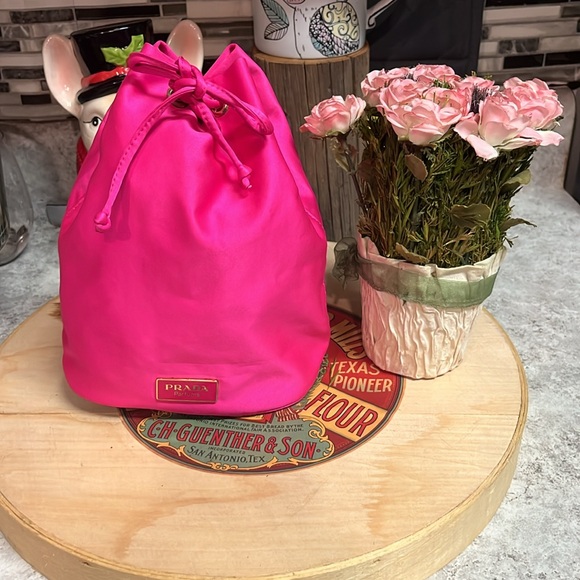Prada | Bags | Prada Hot Pink Drawstring Beauty Bag Lnc | Poshmark